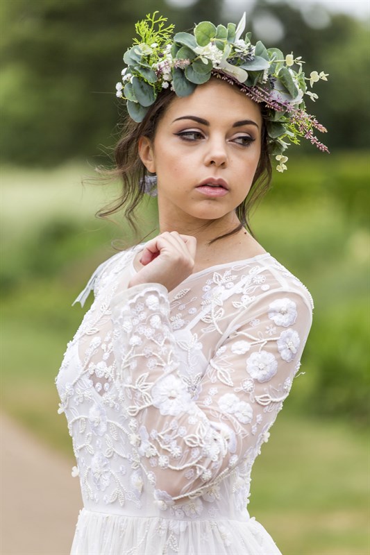 Eucalyptus Faux Flower Bridal Crown by Dandelion Bloom Small Market
