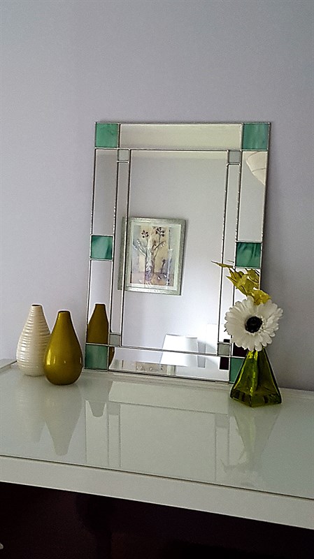 Rectangular Art Deco Green/cream Mirror by artdecomirrorsbyros - Small ...